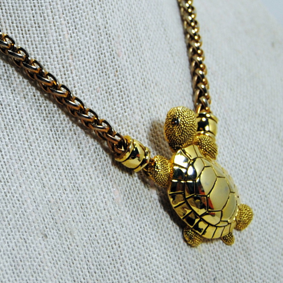 Jewelry | Necklace Gold Plated Turtle With Chunky Chain | Poshmark